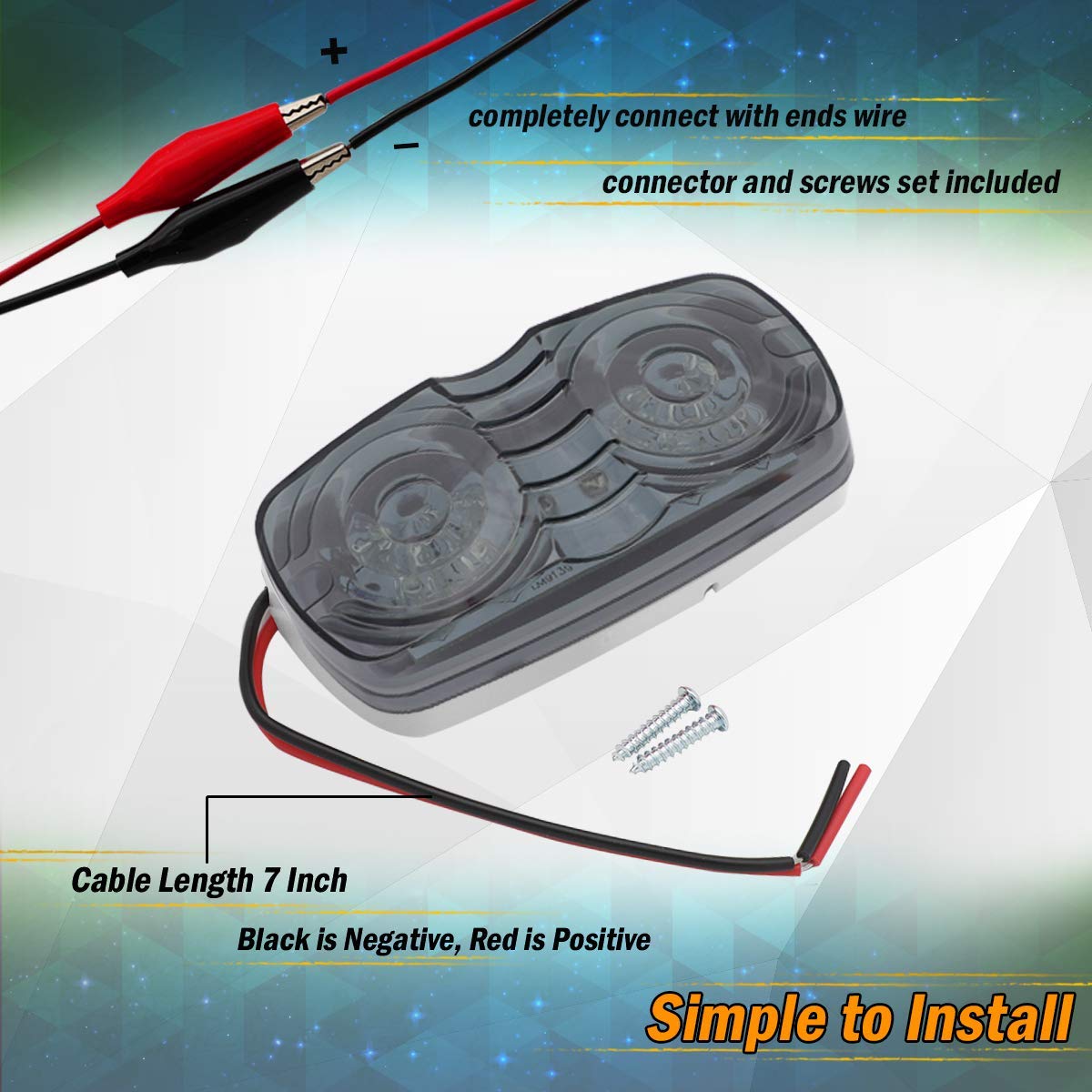 Meerkatt (Pack Of 2) Smoked Lens Blue Indicator Lights 10 LED Double ...