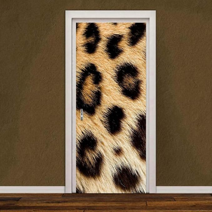 Modern Imitation Leopard Fur Door Sticker Creative Art Home Decor Mural ...