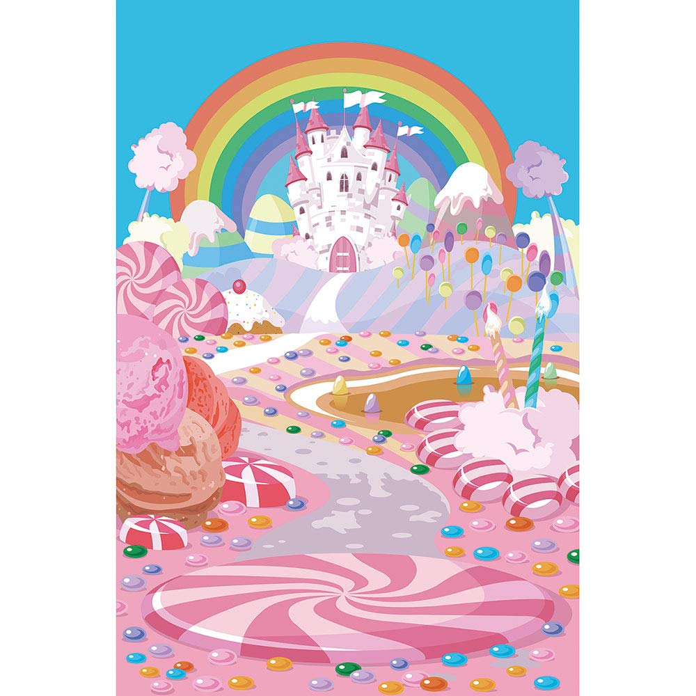 Buy Allenjoy Candyland Lollipop Rainbow Candy World Castle Backdrop ...