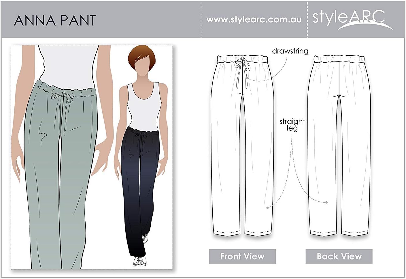 Amazon.com: Style Arc Sewing Pattern - Anna Pant - Sizes 18-30 - Click ...