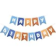 Amazon.com: Runhiskii Blue and Orange Birthday Banner, Happy Children's ...