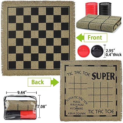 Giant Checkers Set - 3 in 1 Tic Tac Toe Game Board for Adults and Kids ...