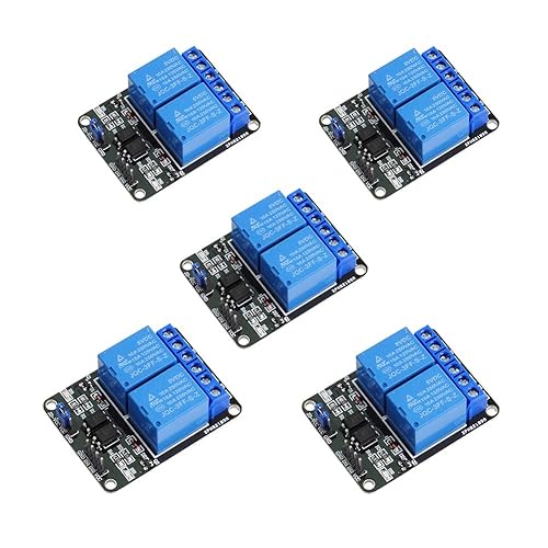 Geekstory 5PCS 2 Channel 5V Relay Module 10A with Optocoupler Low Level Trigger Expansion Board ...