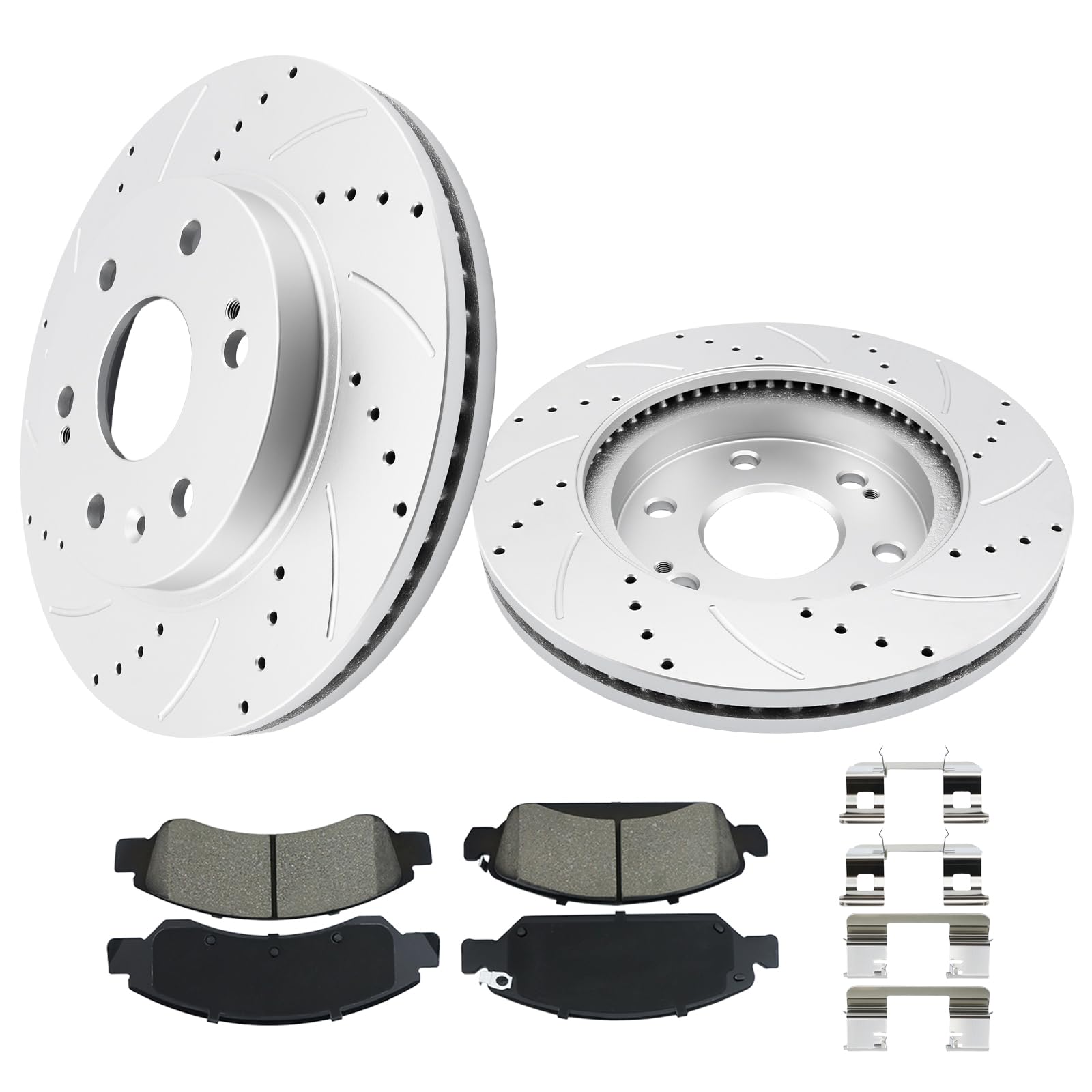 Front Brakes and Rotors Geomet Drilled Slotted Replace for 08-13 Chevy ...