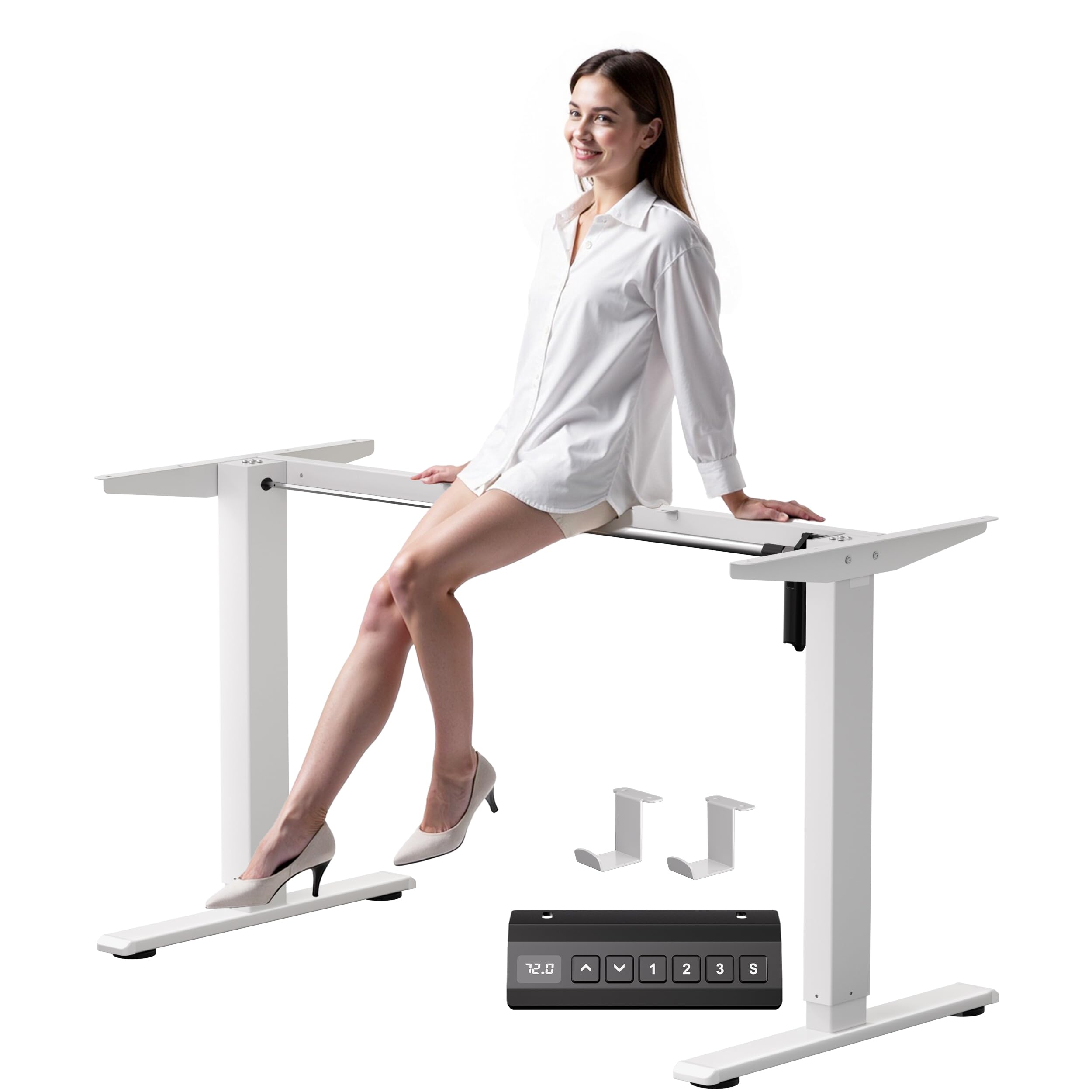 CROWNFURN Electric Standing Desk Frame, Height Adjustable Desk Legs ...