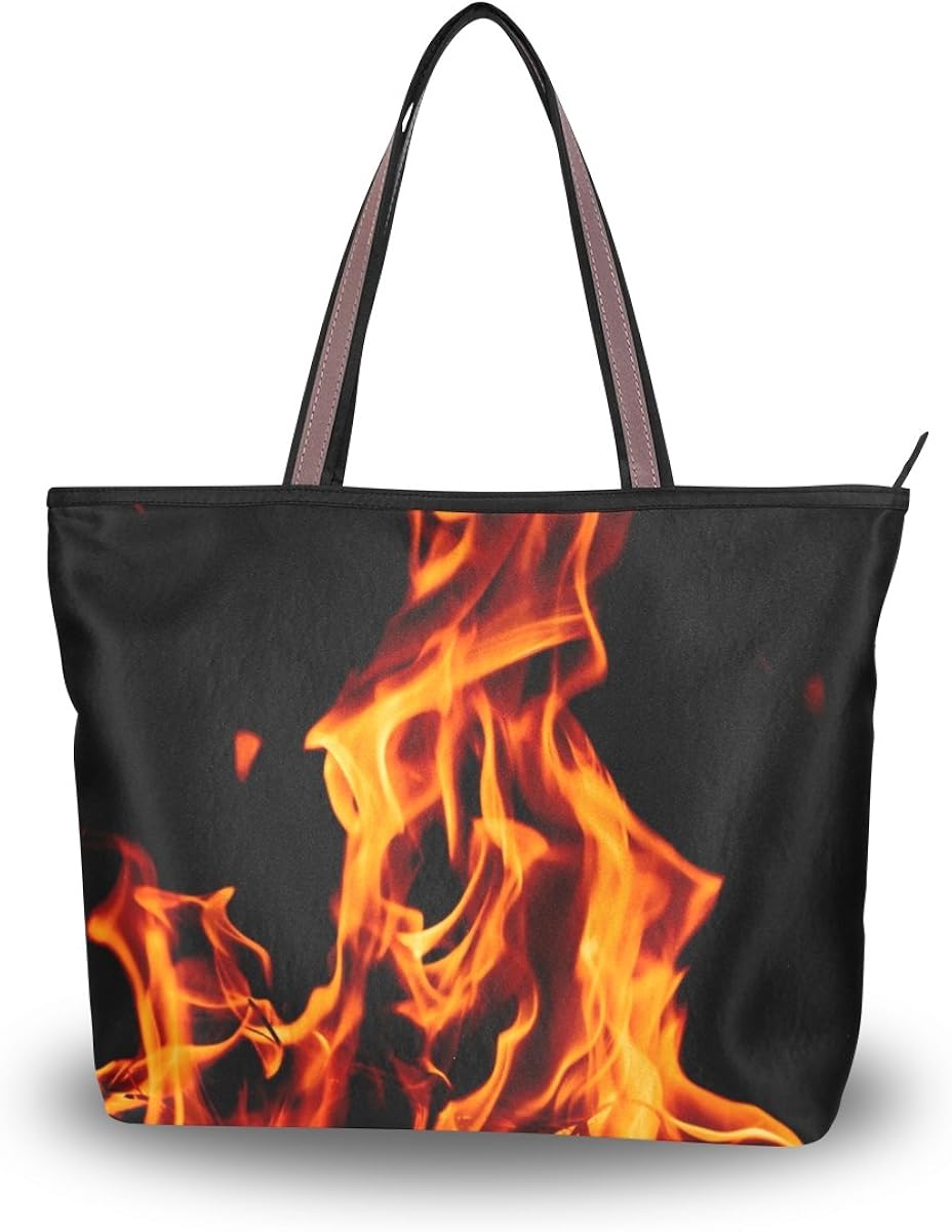 MyDaily Women Tote Shoulder Bag Fire Flame Handbag: Amazon.co.uk: Shoes ...
