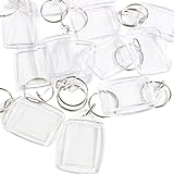 100 Blank Acrylic Clear Plastic Keyrings With Split Ring 24mm x 35mm ...