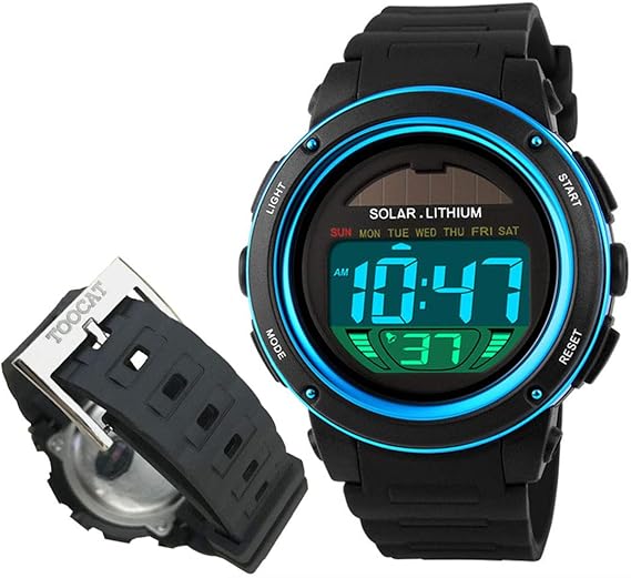 Amazon.com: Solar Energy Watch for Kids, TOOCAT Digital Sport Watch ...