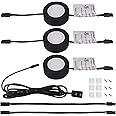 LUMILAND Wired LED Puck Lights Kit 2.68" Wide 3000K, 120V Plug-in or Hardwired Installation with ...