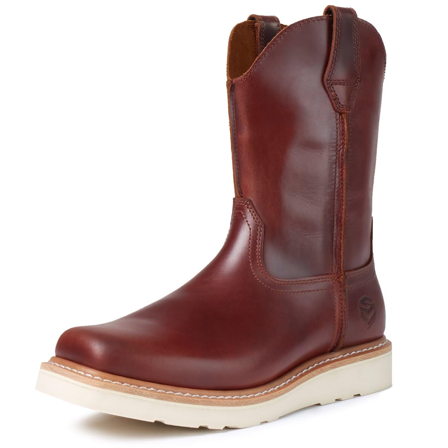 SUREWAY Men's Western Boots - Square-Toe Work Boots for Men,Pull-On Wellington Boots,Extremely ...