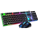 Amazon.com: Gaming Keyboard and Mouse Wired Luminous Mechanical ...