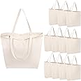 Amazon.com: Segarty Canvas Bag with Zipper, 12 Pack 18x15 Blank Canvas Tote Bags for Women ...