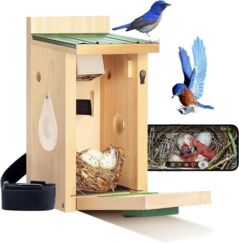 Bluebird Bird House with Camera,Metal Roof,1080P Birdhouse for Outside ...