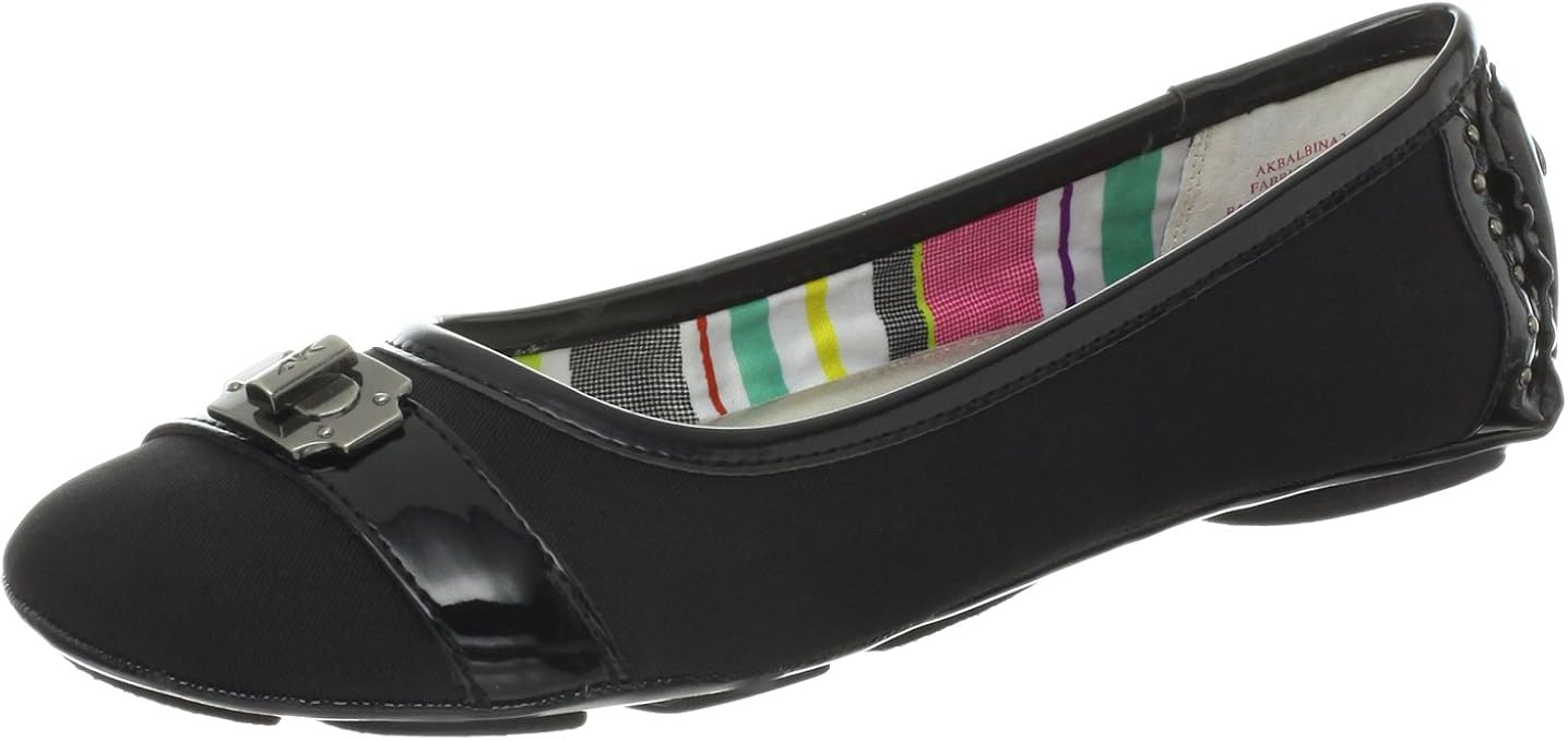 Amazon.com | Anne Klein Sport Women's Balbina Fabric Flat, Black, 5 M ...