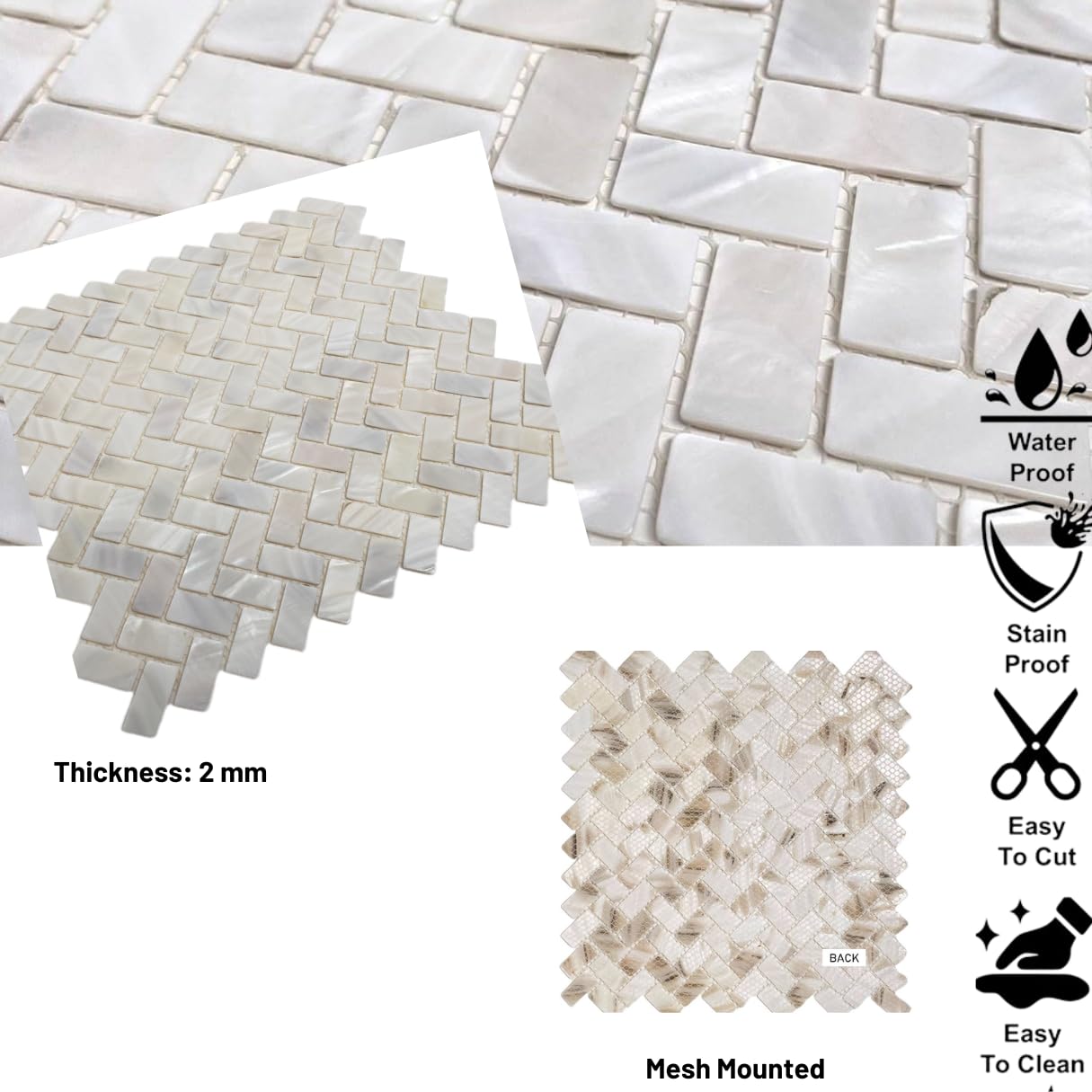 Mua Tenedos Genuine Mother of Pearl White Oyster Herringbone Shell ...