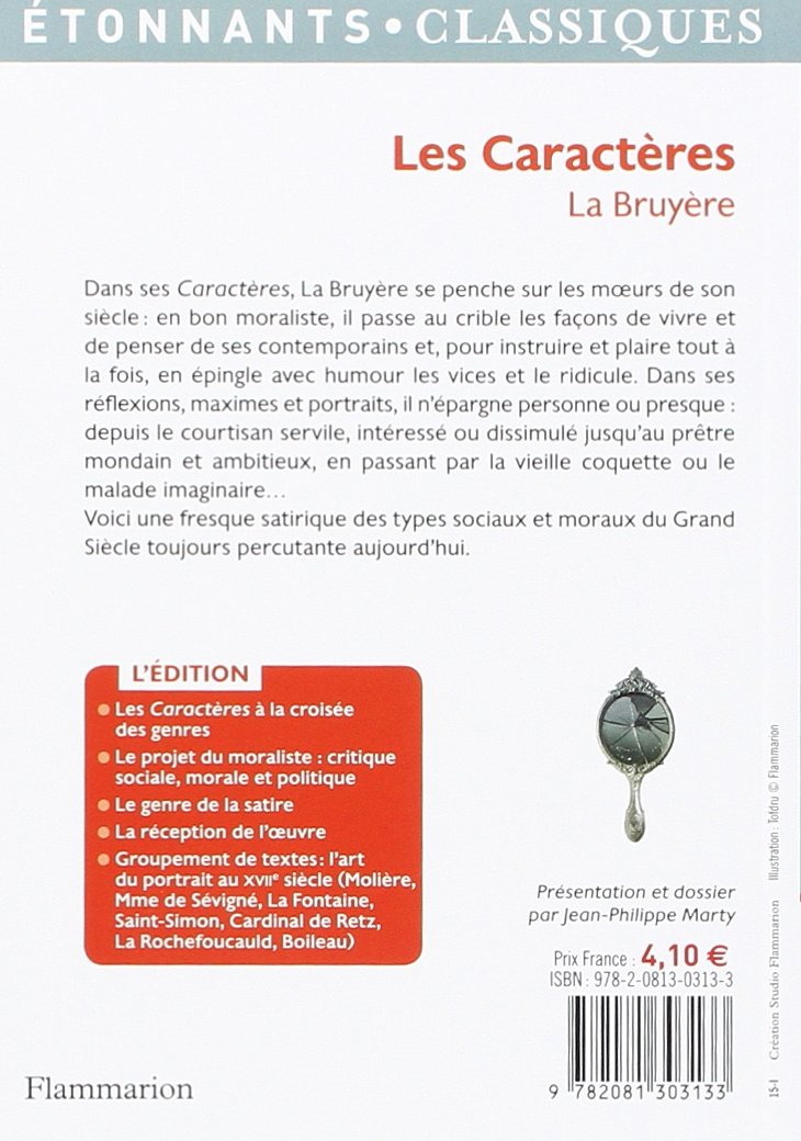 Commentaire sur Les Caractères de Jean de La Bruyère 1ère Français
