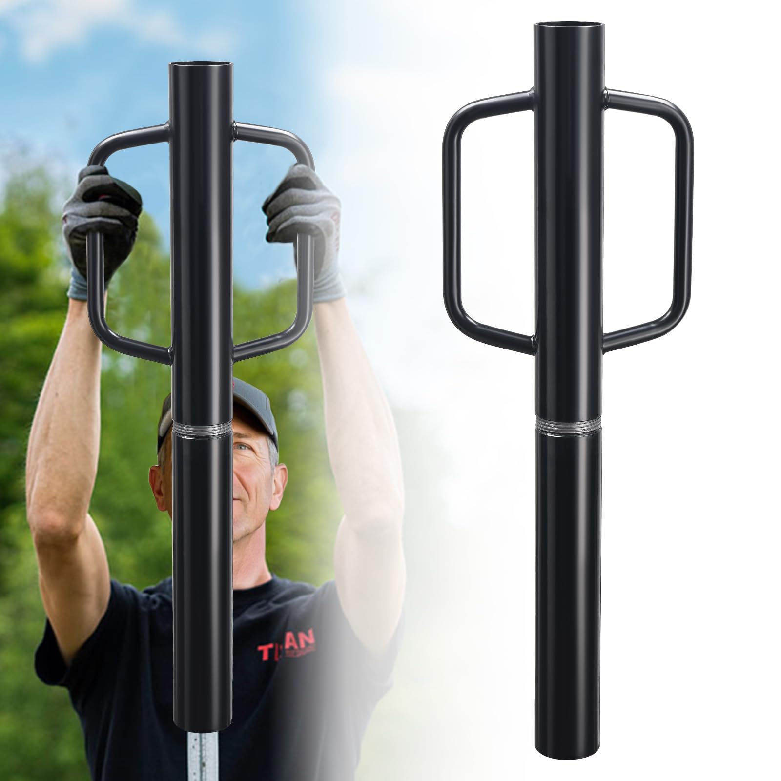 Fence Post Driver, 12LBS Fence Post Driver with Handle, 2.7 inch Inner ...