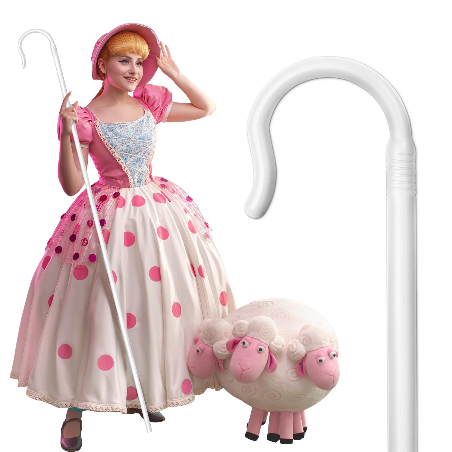 Gagift World White 63IN Adjustable Shepherd Staff, Plastic Shepherd's ...