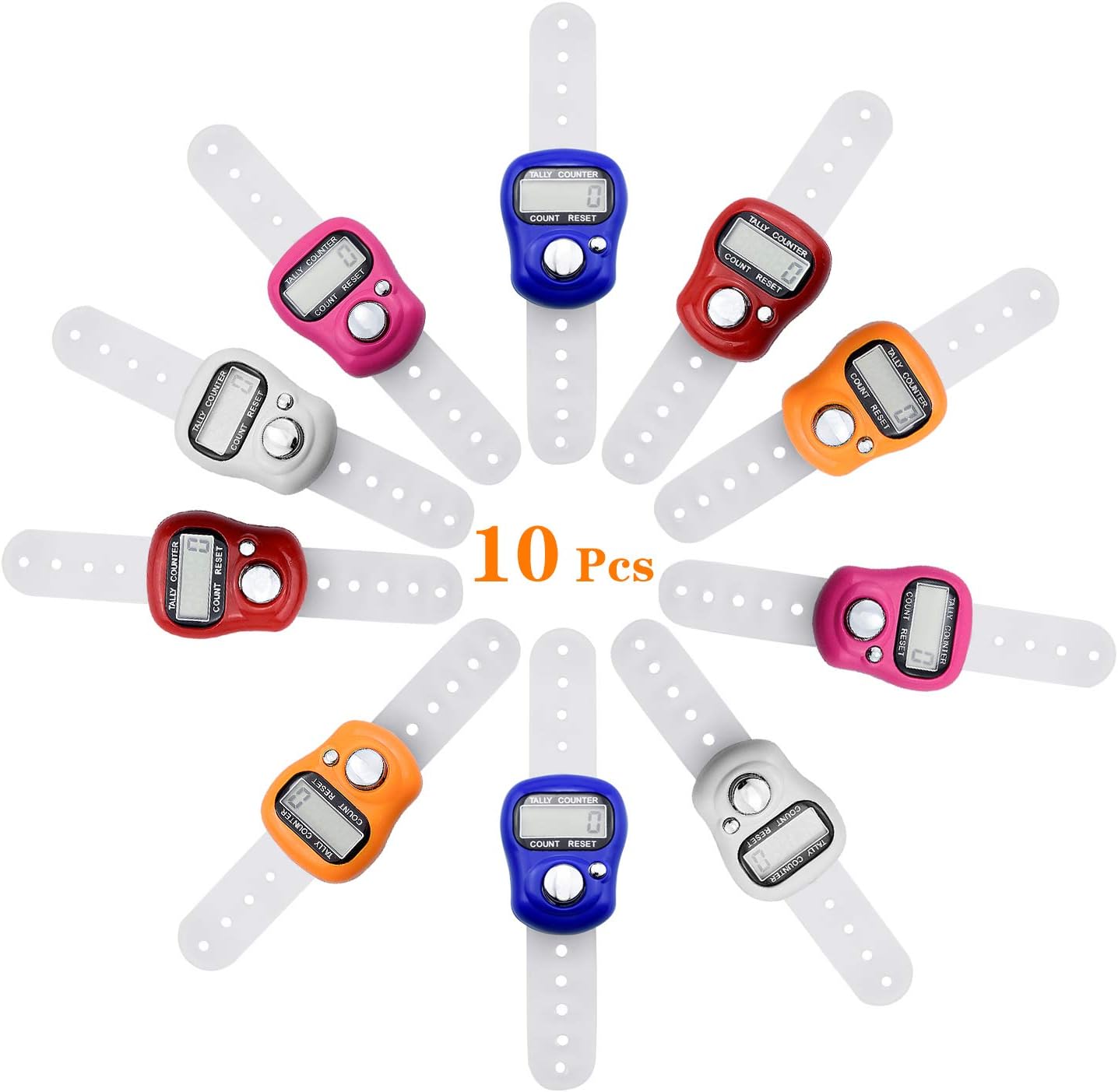 COCOCITY 10 pcs Finger Counter, 5 Colors Digital LED Electronic Finger ...