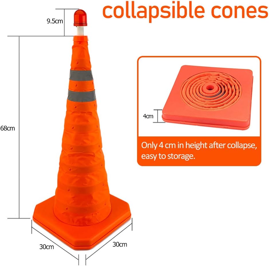 Collapsible Safety Traffic Cone -68CM Multipurpose Pop-Up Safety Cone ...