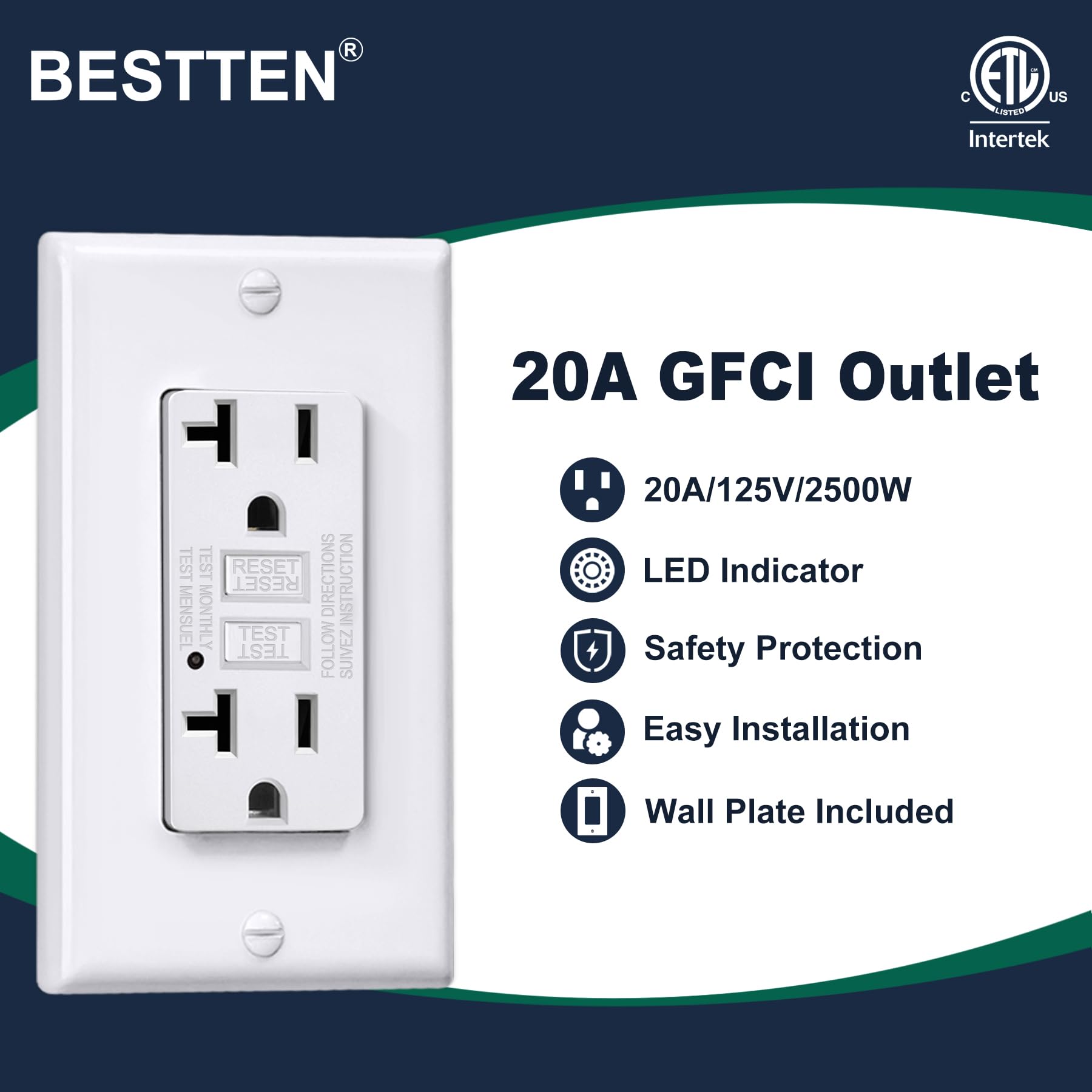 Mua 10 Pack 20 Amp GFCI Outlet, GFI Outlet with LED Indicator, Ground ...