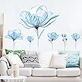 Amazon.com: Blue Flower Wall Decals Floral Wall Stickers Removable ...