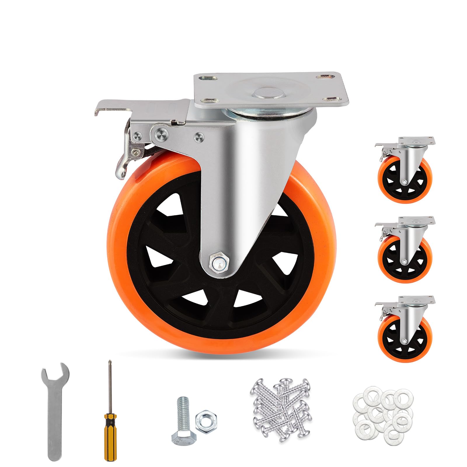 5" Easy Unlock Swivel Plate Casters Wheels with Screw Safety Dual ...