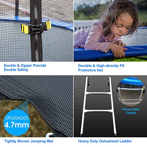 TRIPLE TREE 10 FT Trampoline for Kids and Adults with Safety Enclosure ...
