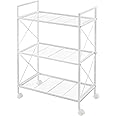 Amazon.com: SONGMICS 3-Tier Metal Storage Rack with Wheels, Mesh ...