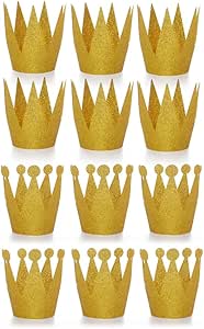 Amazon.com: Amybasic (12 Pcs) Gold Birthday Crown Hats for Birthday ...