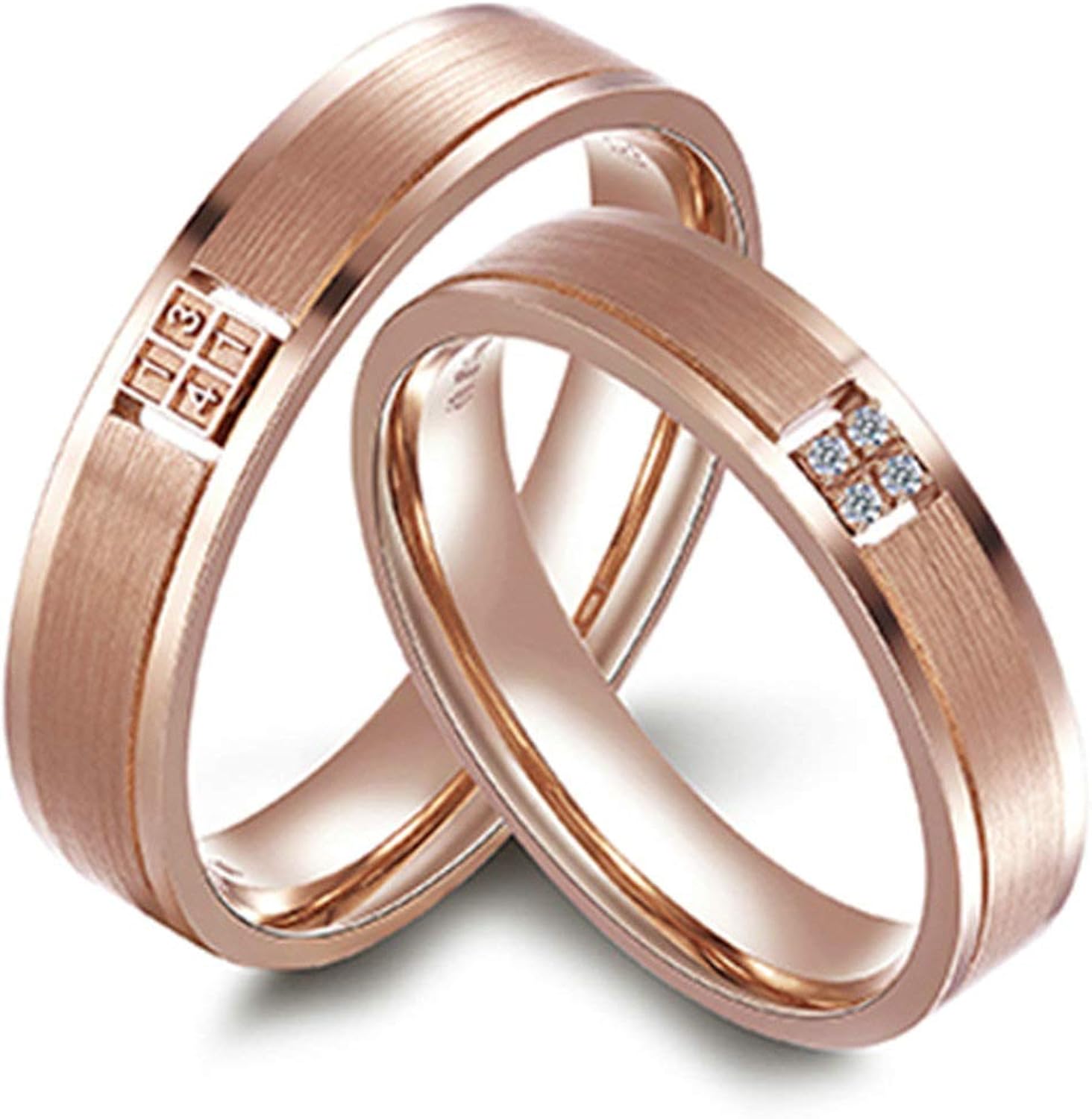 KnSam Anillo Oro Rosa de 18K, Números Redondo Forma Anillo de Pareja ...