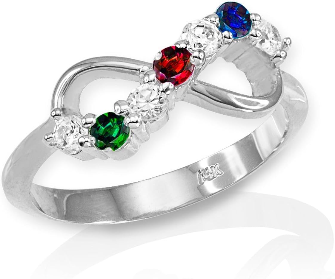 Birthstone Infinity Rings Women's High Polish 925 Sterling Silver ...