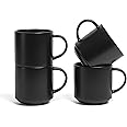 Amazon.com: over&back Stackable Stoneware Coffee Mugs - 4-Piece Mug Set - Enjoy the Perfect Cup ...