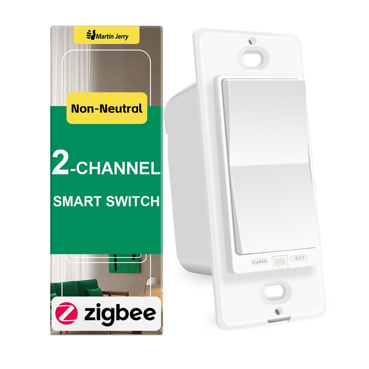 Zigbee Smart Switch no Neutral Required | 2 Channel Rocker Paddle Smart ...