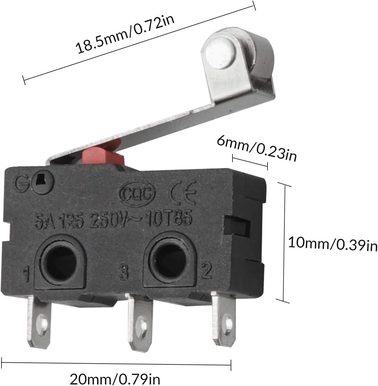 16pcs Mini Micro Switch, 3 Pins Micro Limit Switch 5A 250V Mini Roller ...