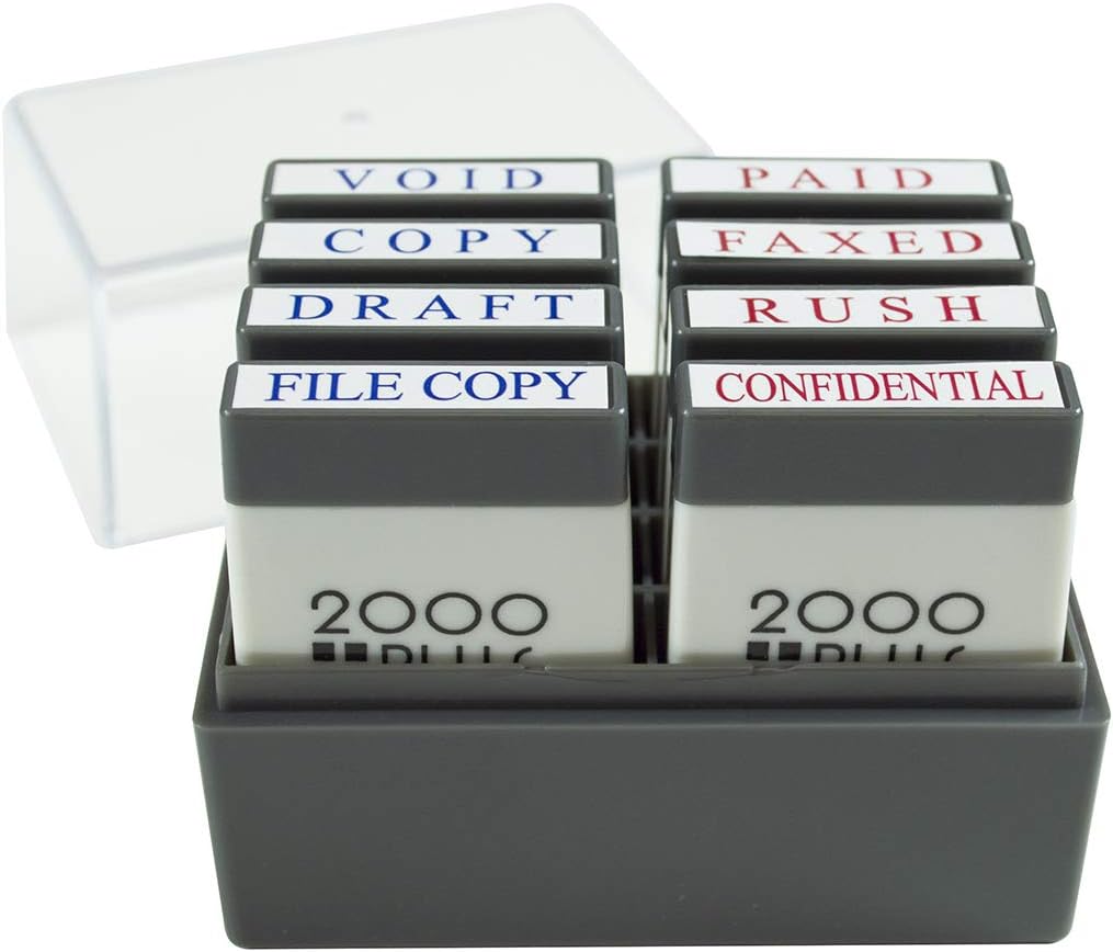 Amazon.com : 2000 PLUS Mini Stamp Set with Storage Tray, 8 Messages, 1 ...