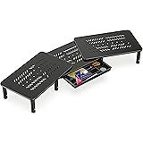 FITUEYES Dual Monitor Stand - 3 Shelf Computer Monitor Riser, Wood ...