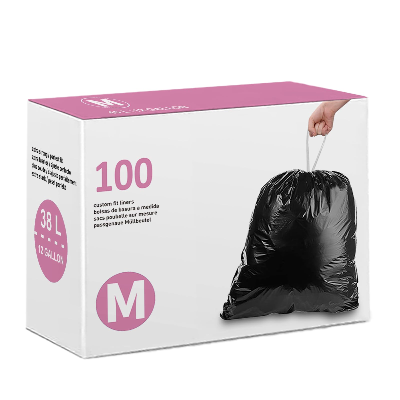 Code M 100 Count Heavy Duty Trash Bags 1.2 Mil THICK | 12 Gallon / 45 ...