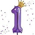 Amazon.com: 40 Inch Purple Number 2 & Mini Crown Balloon for Birthday ...
