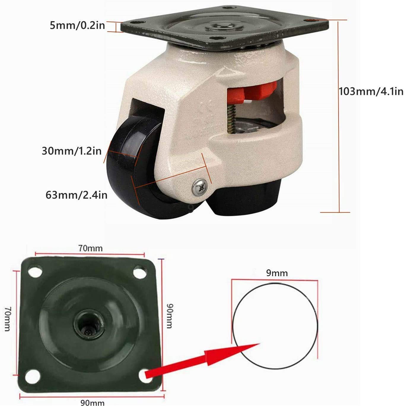 ybaymy Retractable Workbench Leveling Castor Wheels 4 Pack Swivel ...