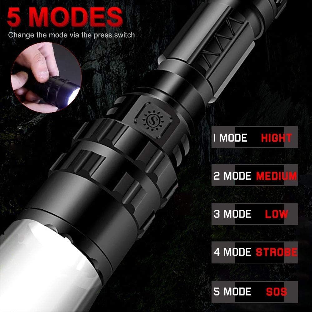 UltraFire USB Rechargeable Tactical LED Torch 1000 Lumens 5 Modes with ...
