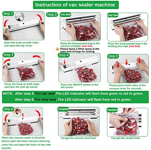 Goscien Food Vacuum Sealer Machine, One-Button Sealer Sealing System for Dry & Moist Food ...