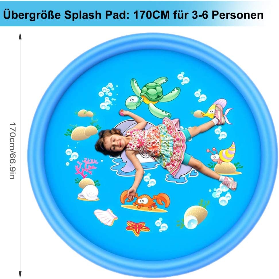 GEYUEYA Home Sprinkler Pad For Kids, 67″ Splash Play Mat Sprinkle Play ...