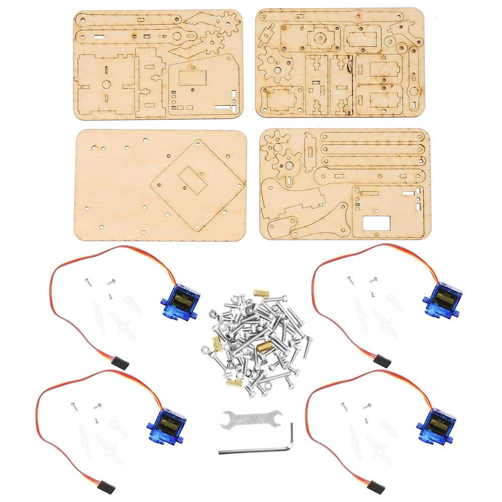 Keenso Robot Arm Kit, 4 DOF Wooden Robotic Arm Wood Robotic Mechanical ...
