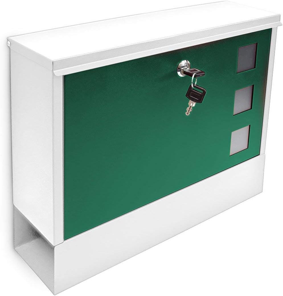 Relaxdays Modern Two Coloured Mailbox Letterbox Lockable with Two Keys ...