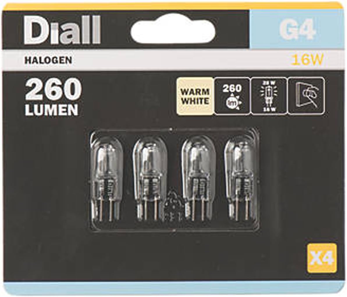 Diall HALOGEN CAPSULE LIGHT BULBS GY6.35 845LM 12V 40W 4 PACK – BigaMart