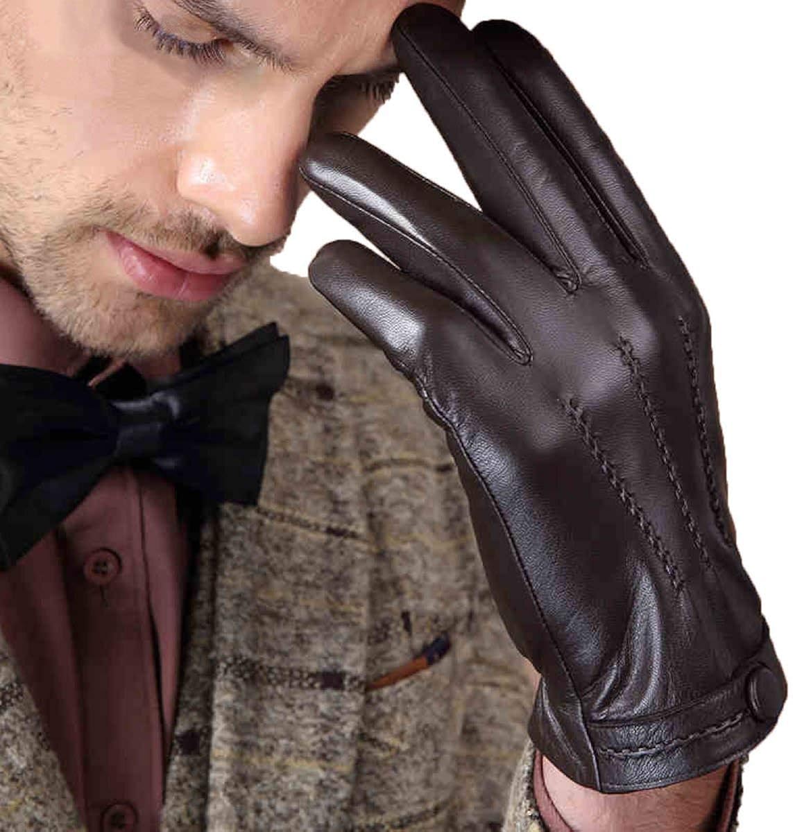 Homme Gants De Pour s Mode Simples Gants Chic En Cuir À Un Seul Bouton ...
