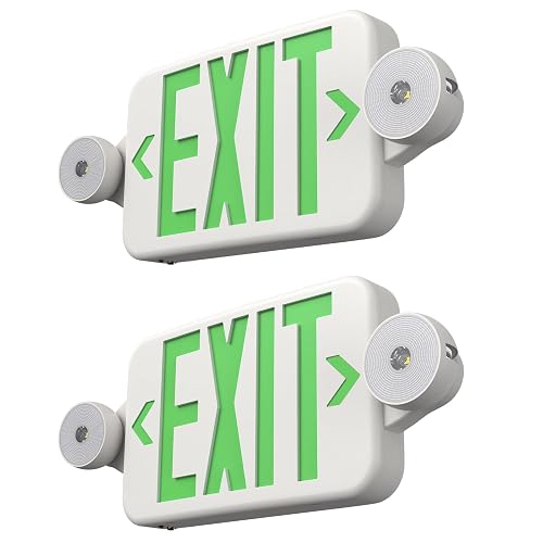 FREELICHT 2 Pack Green Exit Sign with Emergency Lights, Two LED ...