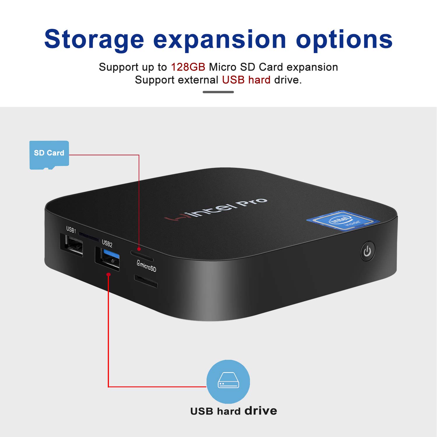 Fanless Mini PC Intel Atom Z8350 CPU Windows 10 Pro Mini Desktop ...