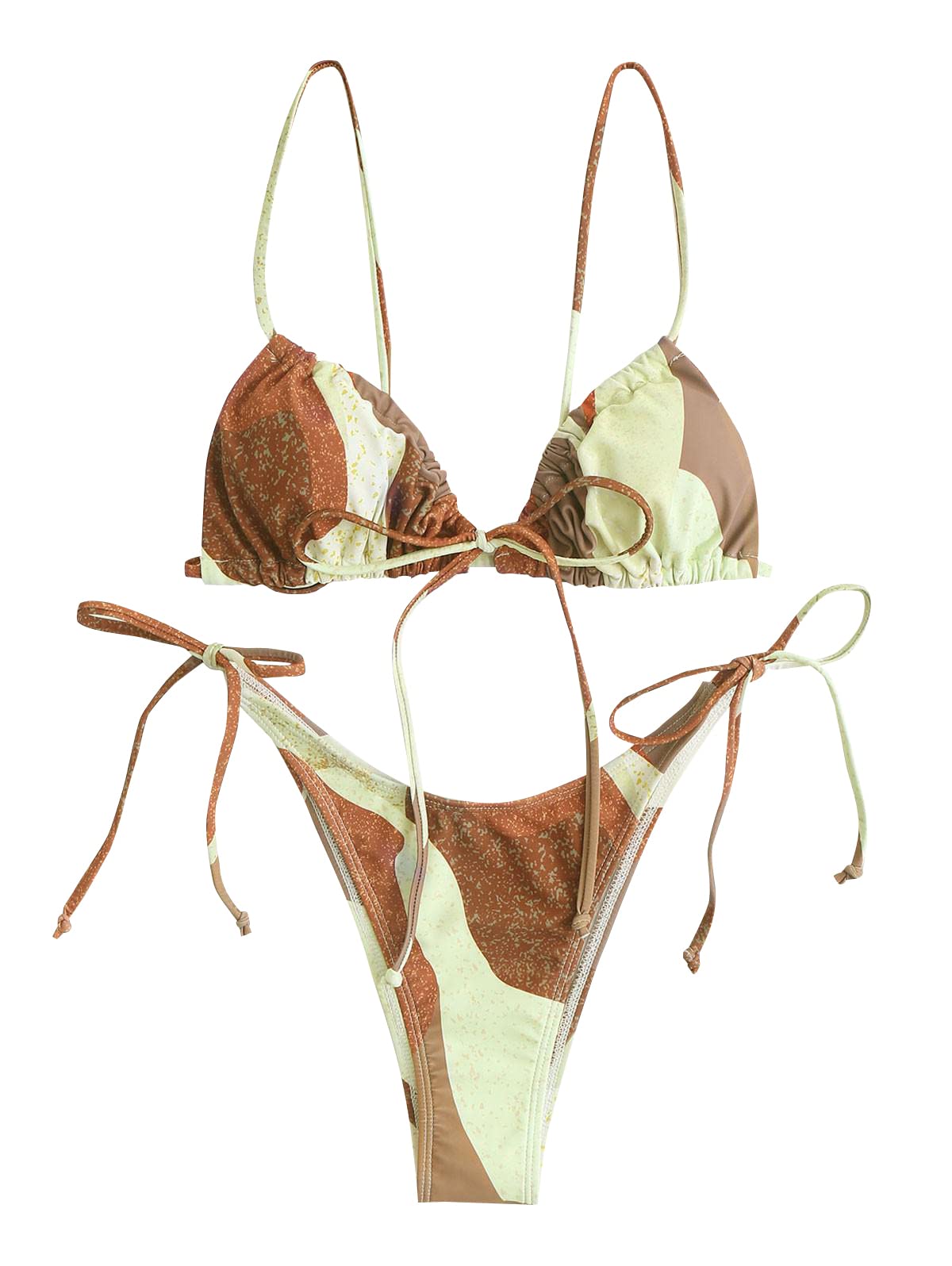 ZAFUL Womens High Cut Thong Bikini Set Swimsuits Cami String Sexy ...